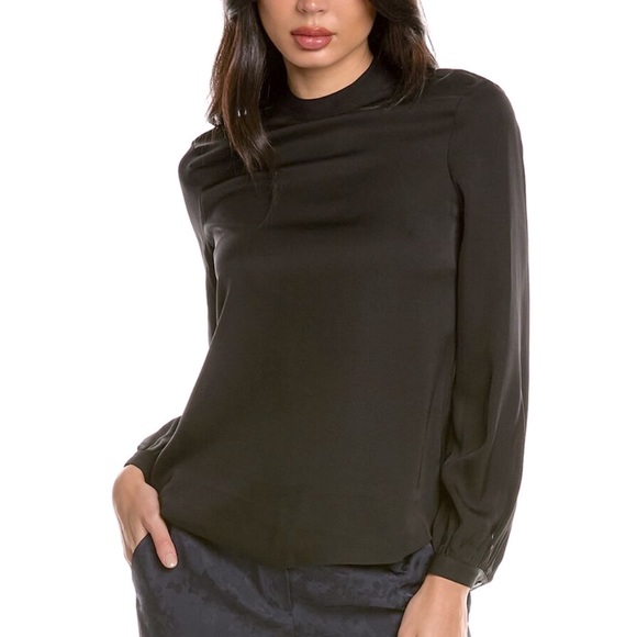 Theory | Tops | Theory Mock Neck Silk Balloon Sleeve Top In Black M ...